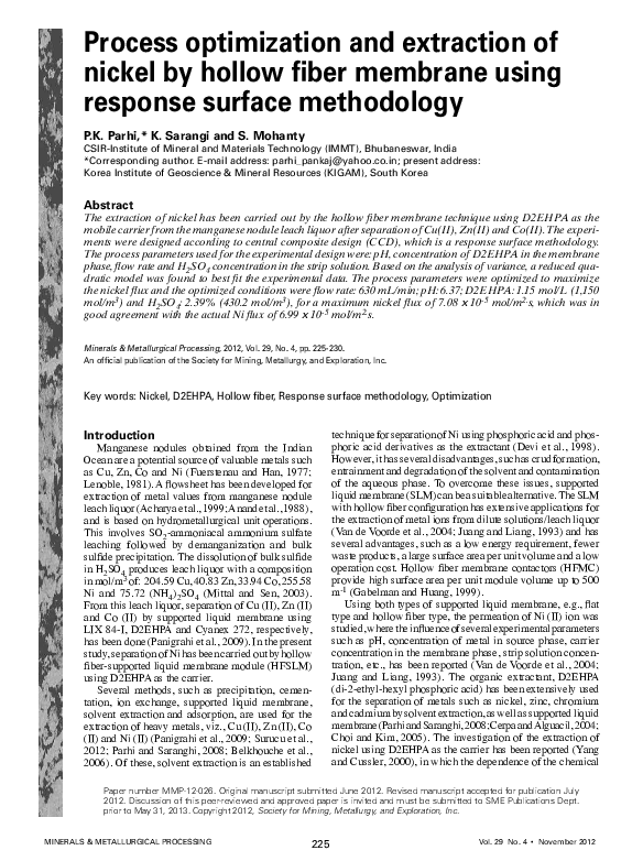 (PDF) Process optimization and extraction of nickel by hollow fiber membrane using response ...