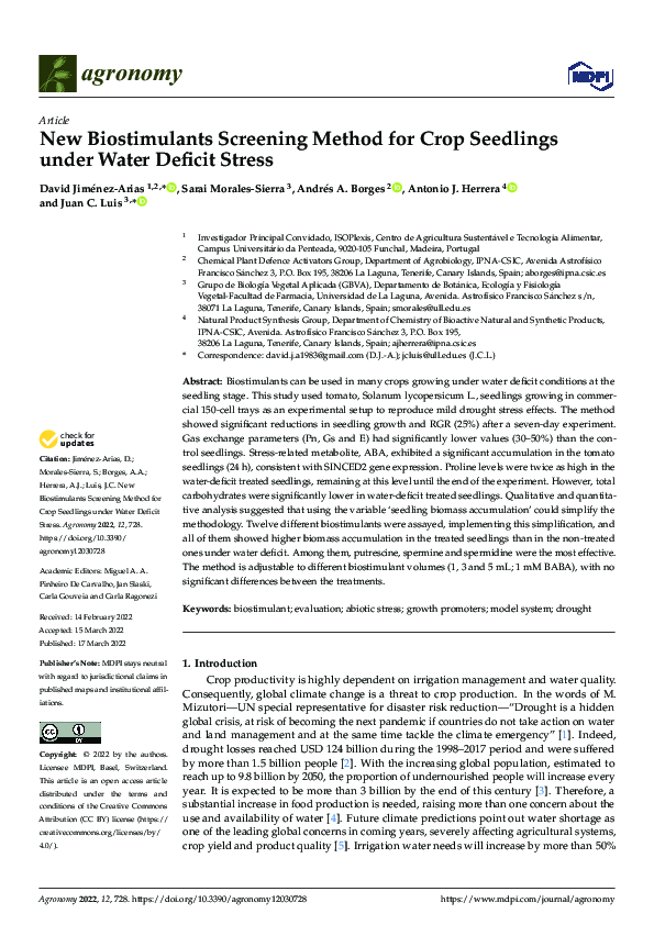 (PDF) New Biostimulants Screening Method for Crop Seedlings under Water Deficit Stress