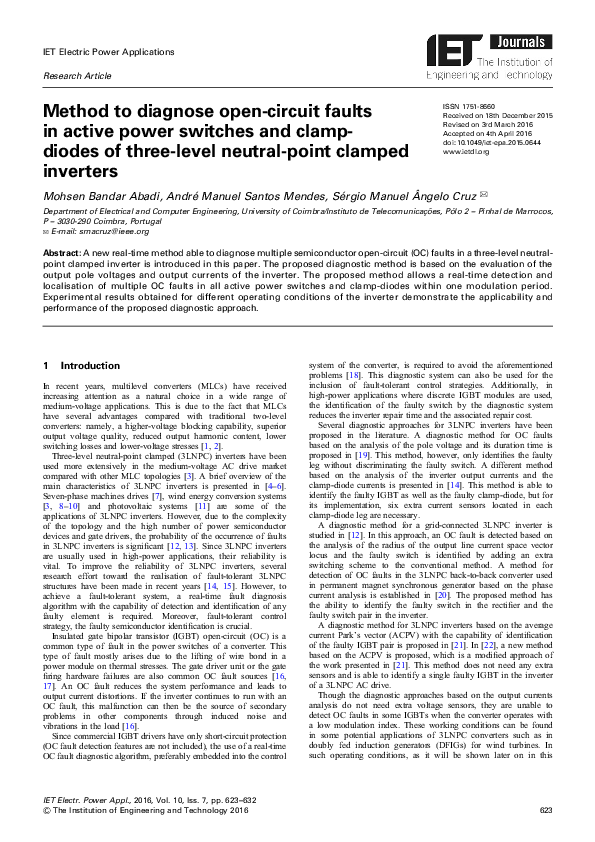 (PDF) Method to diagnose open‐circuit faults in active power switches and clamp‐diodes of three ...