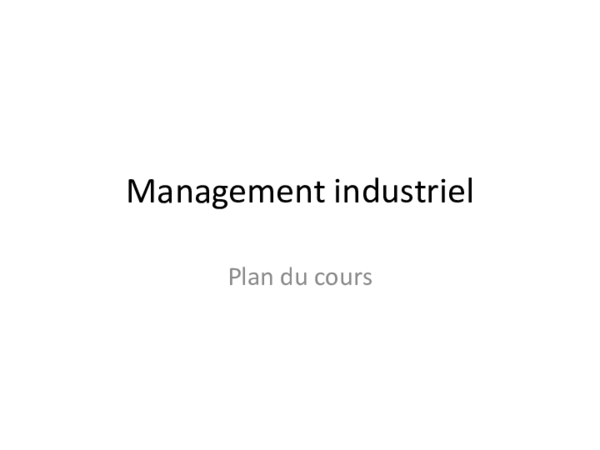 (PPT) Cours management industriel