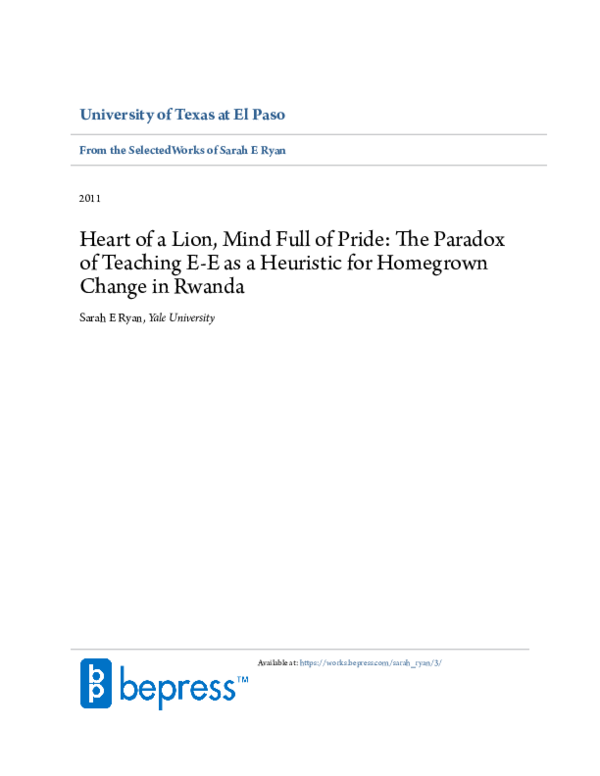 (PDF) Heart of a lion, mind full of pride: The paradox of teaching E-E ...