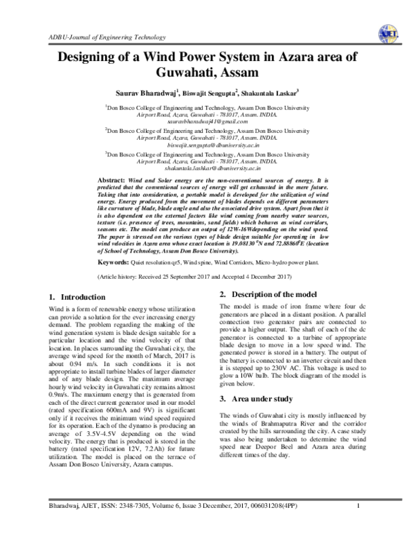 (PDF) Designing of a Wind Power System in Azara area of Guwahati, Assam