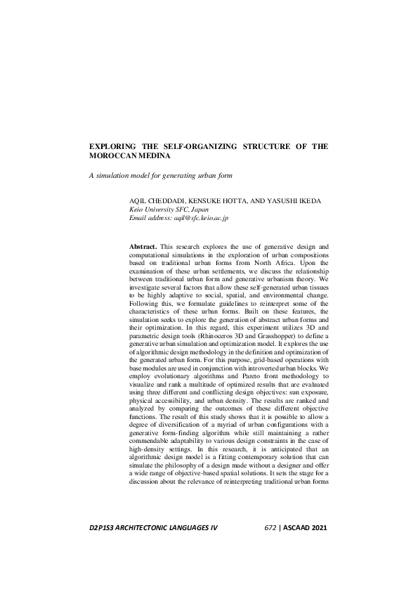 (PDF) EXPLORING THE SELF-ORGANIZING STRUCTURE OF THE MOROCCAN MEDINA A ...