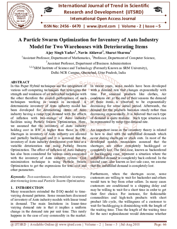 (PDF) A Particle Swarm Optimization for Inventory of Auto Industry ...