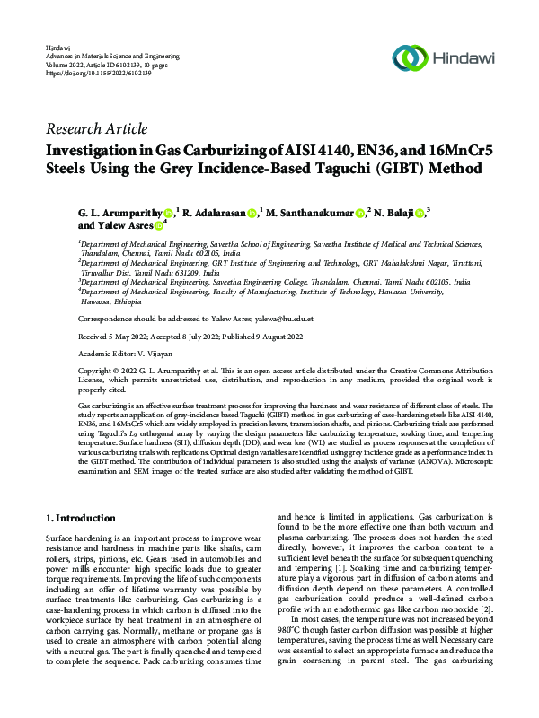 (PDF) Investigation in Gas Carburizing of AISI 4140, EN36, and 16MnCr5 ...