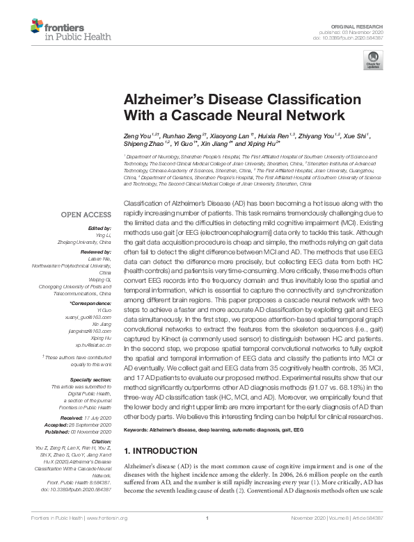 (PDF) Alzheimer's Disease Classification With a Cascade Neural Network