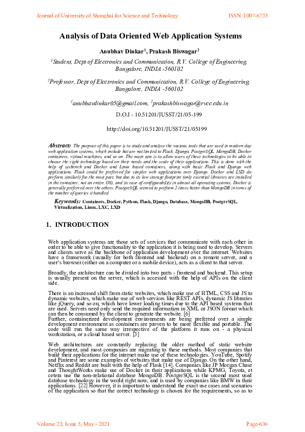 (PDF) Analysis of Data Oriented Web Application Systems