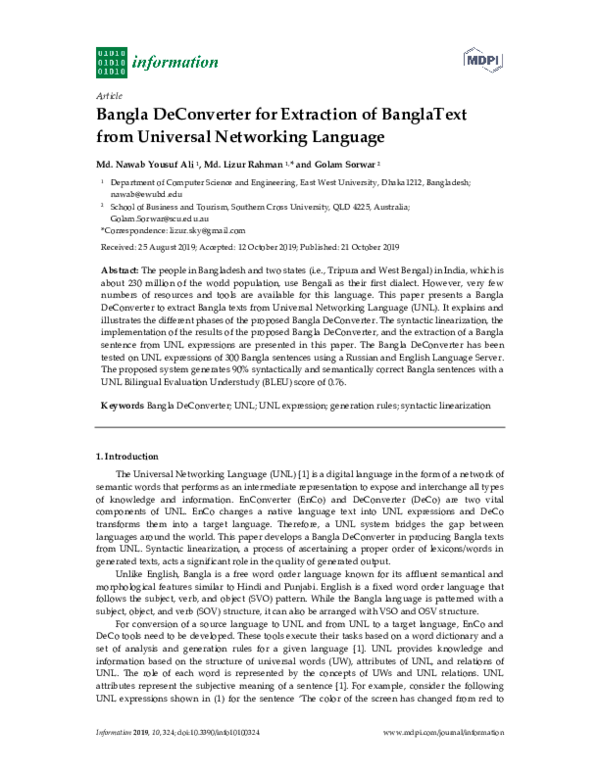 (PDF) Bangla DeConverter for Extraction of BanglaText from Universal ...