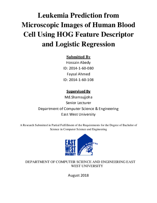 (PDF) Leukemia Prediction from Microscopic Images of Human Blood Cell Using HOG Feature ...
