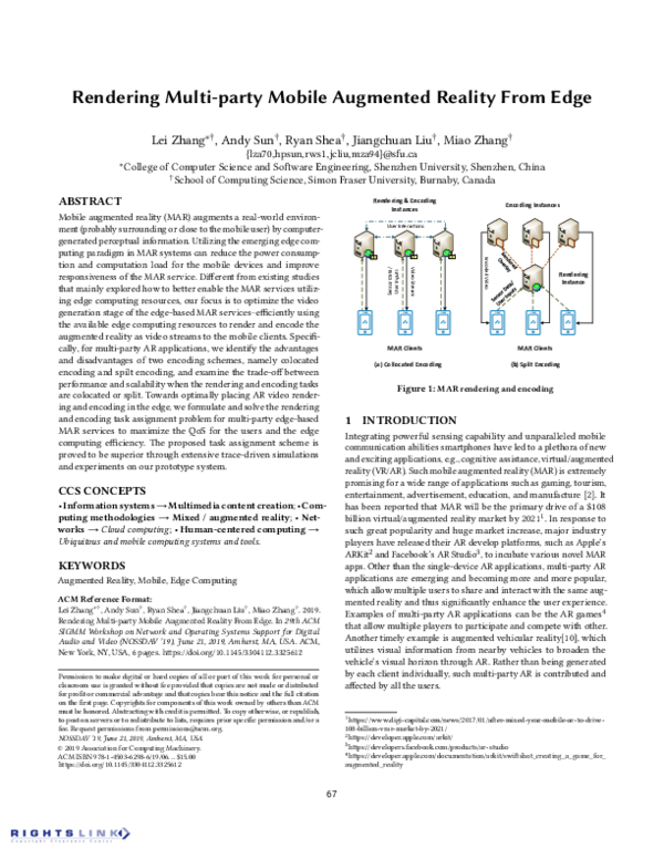 (PDF) Rendering multi-party mobile augmented reality from edge