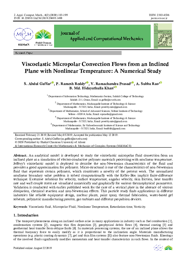 (PDF) Viscoelastic Micropolar Convection Flows from an Inclined Plane with Nonlinear Temperature ...