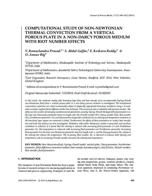 (PDF) Computational Study of Non-Newtonian Thermal Convection from a ...