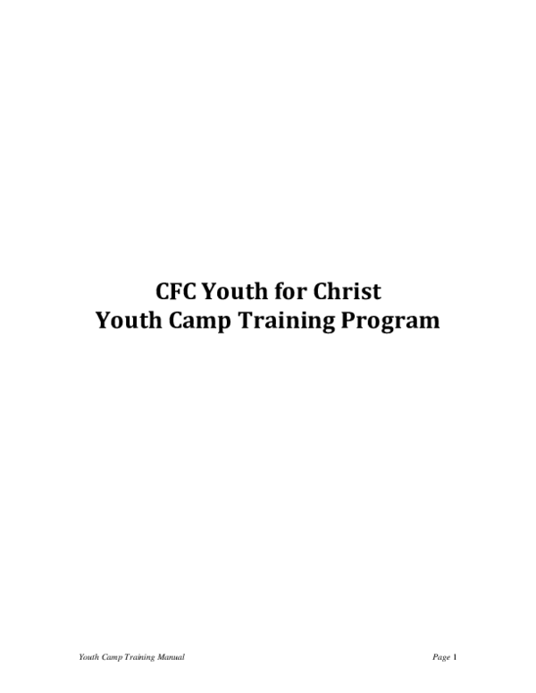 (PDF) CFC YFC - Youth Camp Training Manual