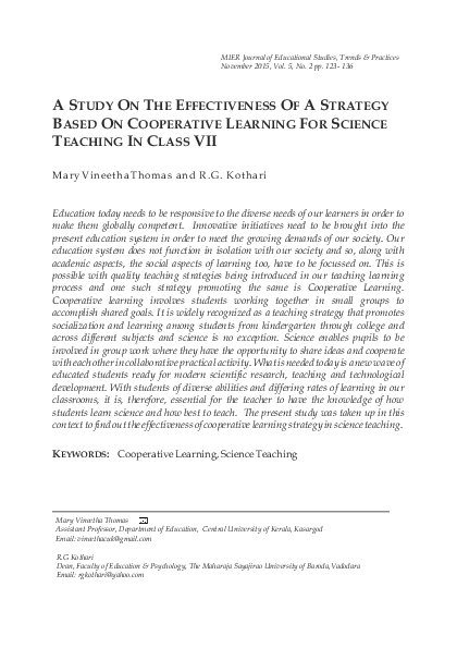 (PDF) A Study on the Effectiveness of a Strategy Based on Cooperative ...