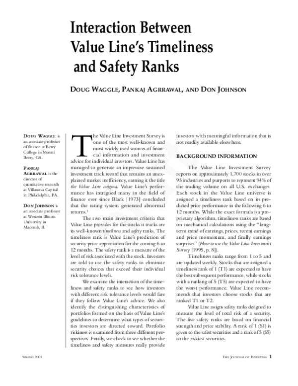 (PDF) Interaction Between Value Line's Timeliness and Safety Ranks ...