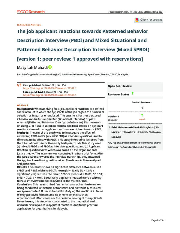 (PDF) The job applicant reactions towards Patterned Behavior ...