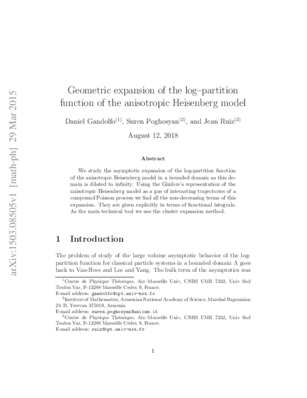 (PDF) Geometric expansion of the log-partition function of the anisotropic Heisenberg model ...