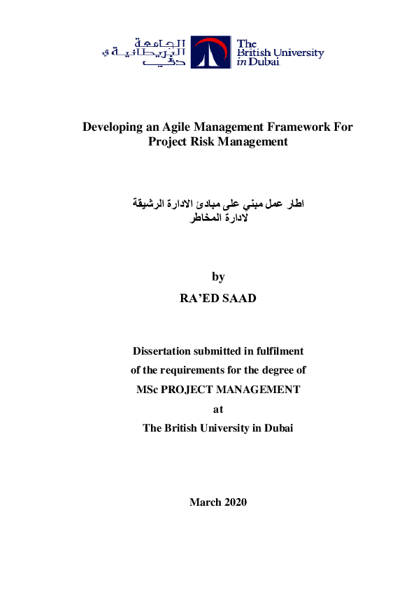 (PDF) Developing an Agile Management Framework For Project Risk Management