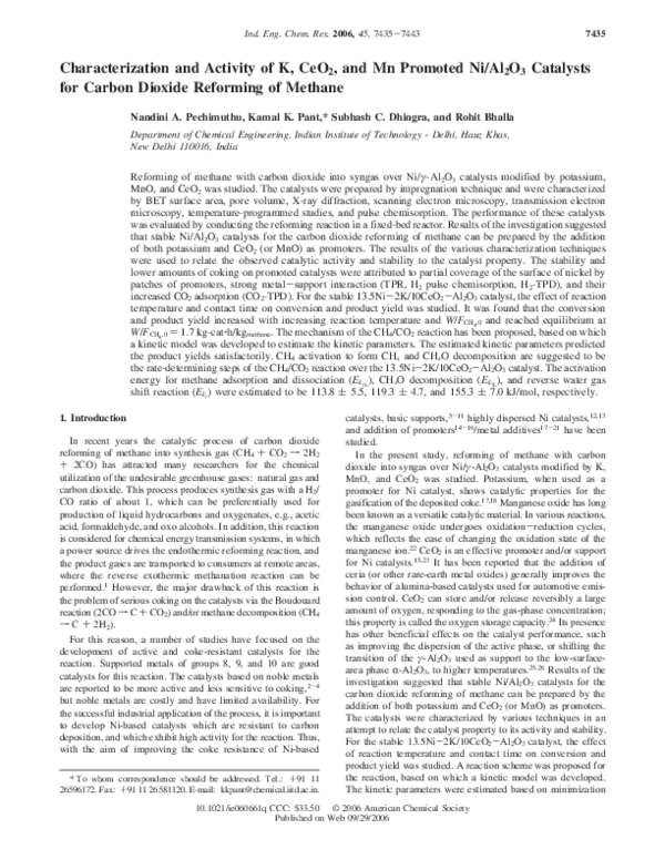 (PDF) Characterization and Activity of K, CeO2, and Mn Promoted Ni/Al2O3 Catalysts for Carbon ...