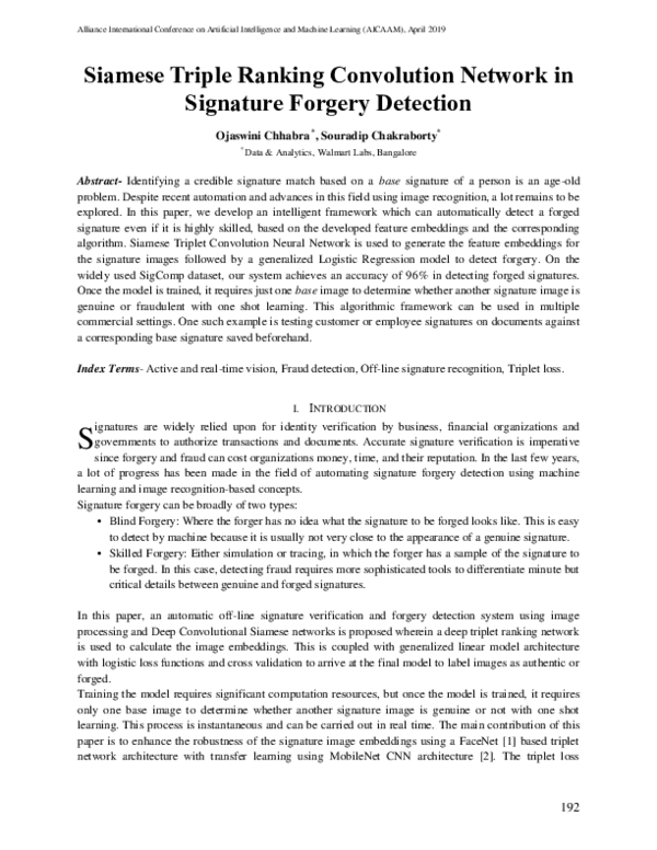 Pdf Siamese Triple Ranking Convolution Network In Signature Forgery