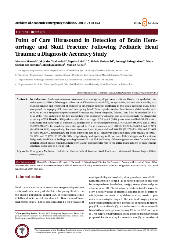 (PDF) Point of Care Ultrasound in Detection of Brain Hemorrhage and ...