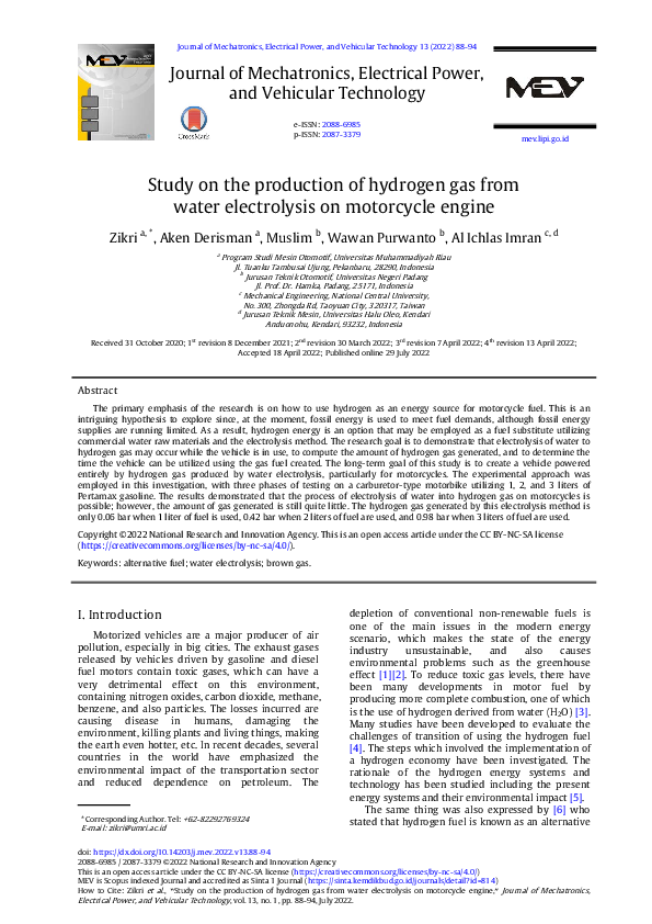 (PDF) Study on the production of hydrogen gas from water electrolysis ...