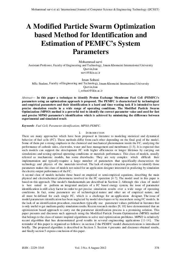 Pdf A Modified Particle Swarm Optimization Based Method For Identification And Estimation Of
