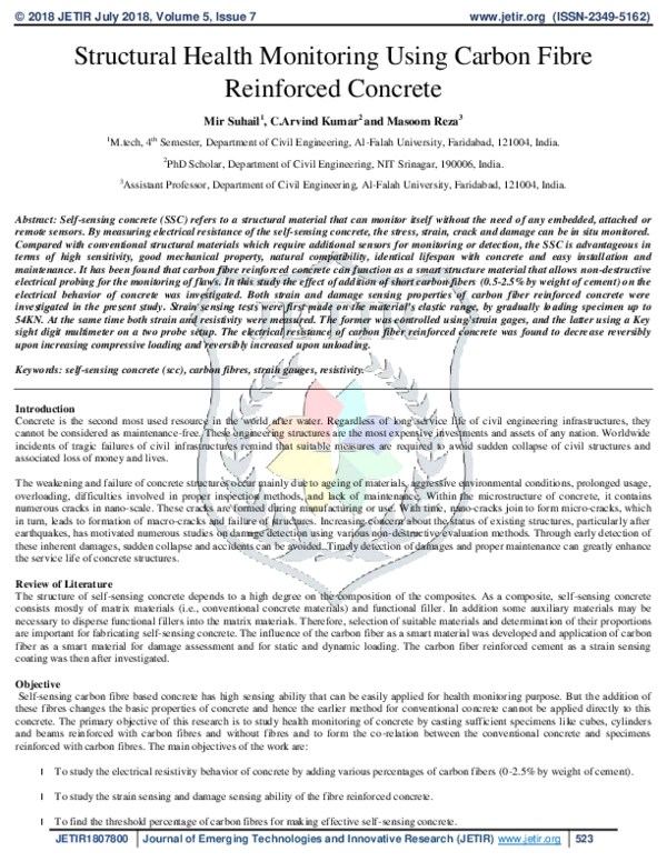 (PDF) Structural Health Monitoring Using Carbon Fibre Reinforced Concrete