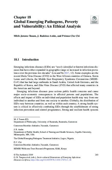 (PDF) Global Emerging Pathogens, Poverty and Vulnerability: An Ethical Analysis