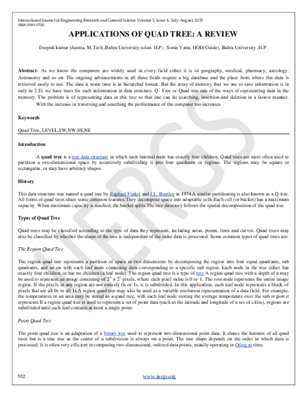 (PDF) Applications of Quad Tree: A Review