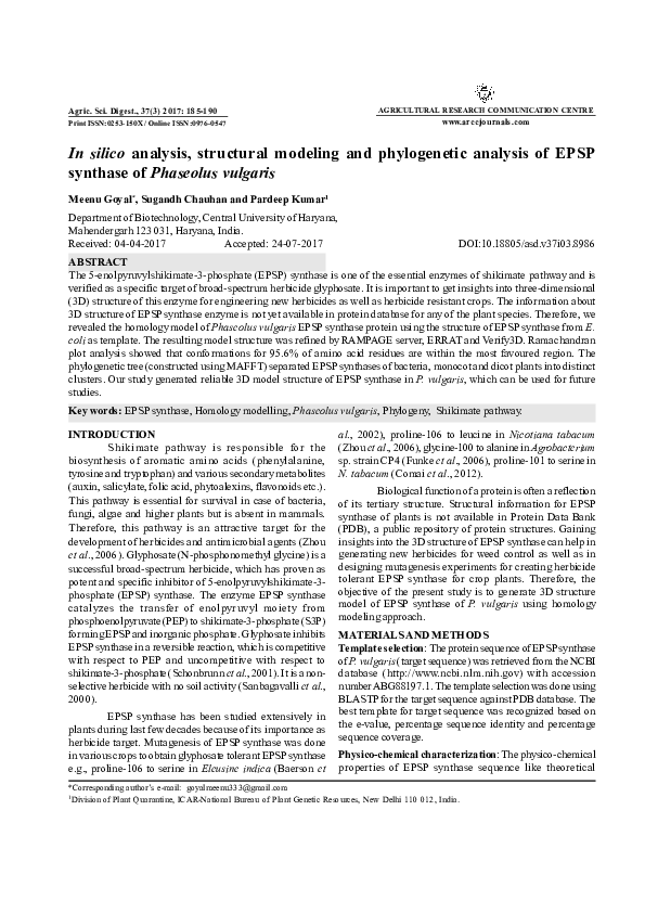 (PDF) In silico analysis, structural modeling and phylogenetic analysis ...