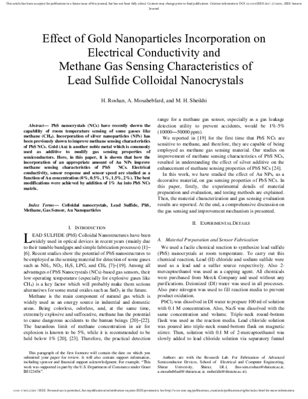 (PDF) Effect of Gold Nanoparticles Incorporation on Electrical ...