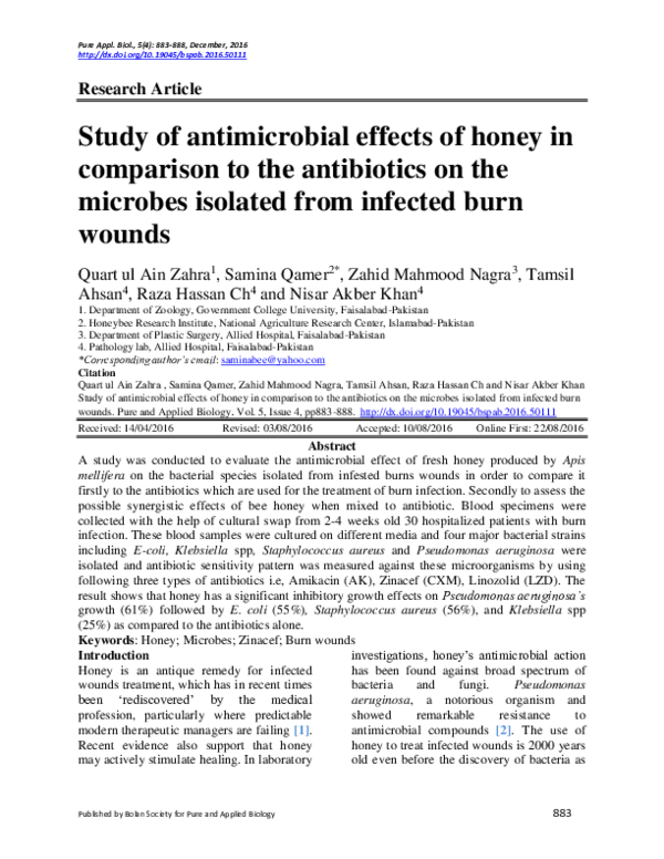 (PDF) Study of antimicrobial effects of honey in comparison to the antibiotics on the microbes ...
