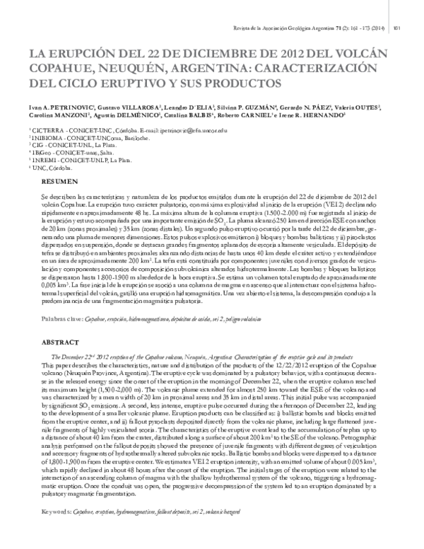 (PDF) The December 22nd 2012 eruption of the Copahue volcano, Neuquén ...