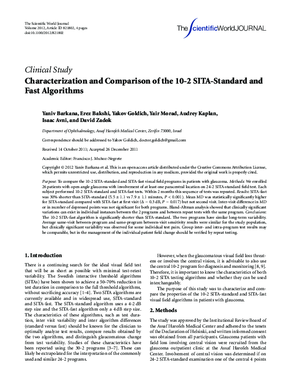 (PDF) Characterization and comparison of the 10-2 SITA-standard and fast algorithms | yaniv ...
