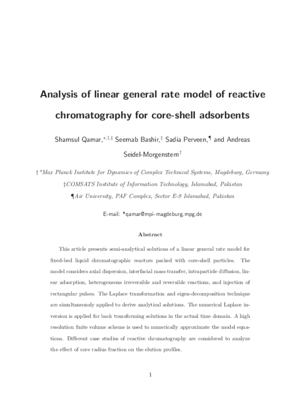 (PDF) Analysis of Linear General Rate Model of Reactive Chromatography ...