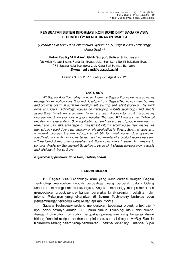 (PDF) Pembuatan Sistem Informasi Koin Bond DI PT Sagara Asia Technology ...