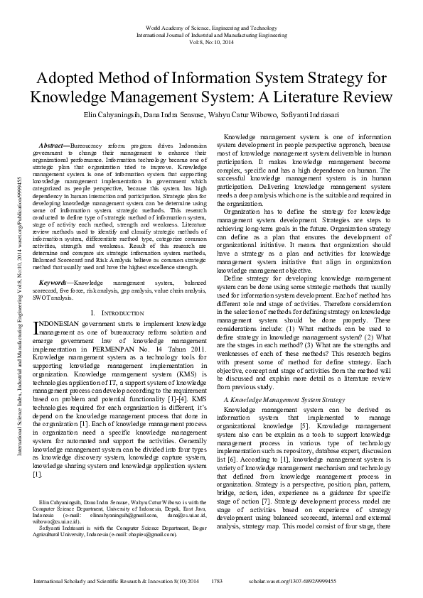 (PDF) Adopted Method Of Information System Strategy For Knowledge ...
