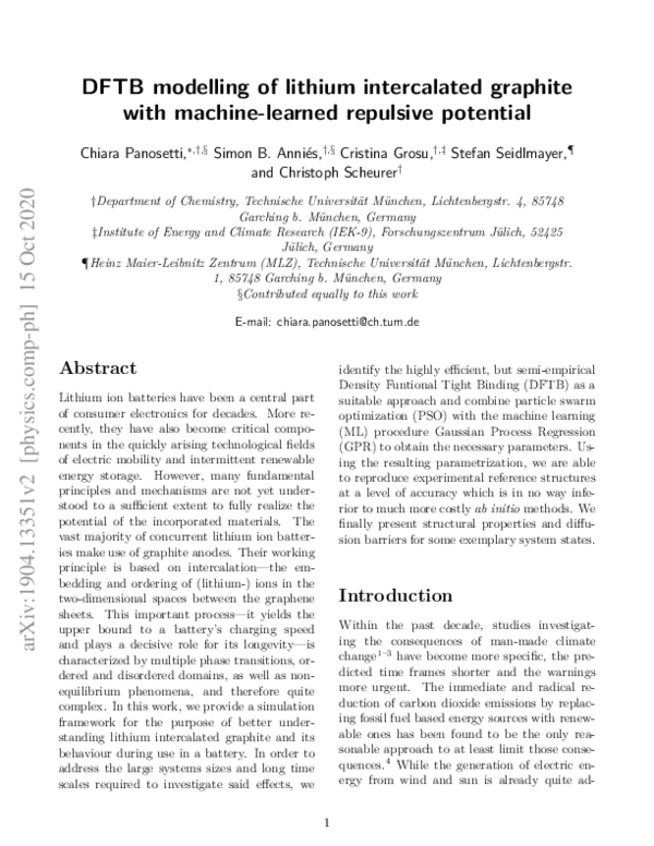Pdf Dftb Modeling Of Lithium Intercalated Graphite With Machine