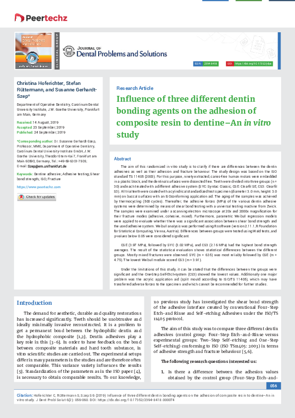 (PDF) Influence of three different dentin bonding agents on the ...