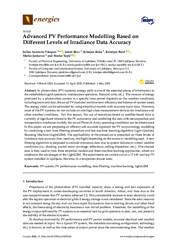 (PDF) Advanced PV Performance Modelling Based on Different Levels of ...