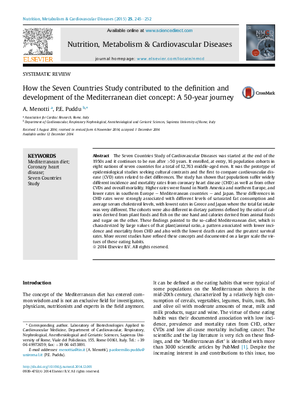 (PDF) How the Seven Countries Study contributed to the definition and ...