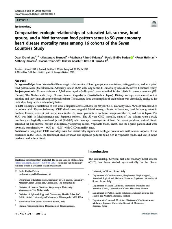 (PDF) Comparative ecologic relationships of saturated fat, sucrose ...