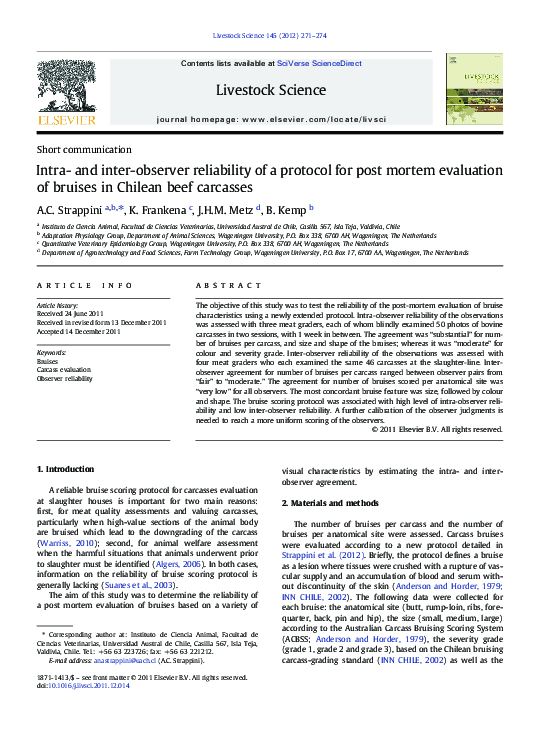 (PDF) Intra- and inter-observer reliability of a protocol for post mortem evaluation of bruises ...