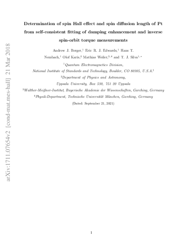 (PDF) Determination of the spin Hall effect and the spin diffusion ...