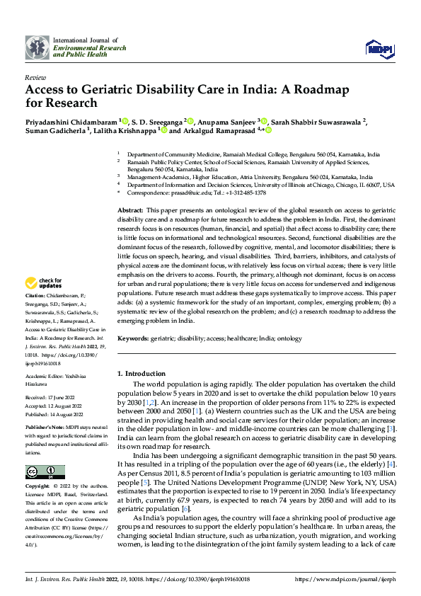 (PDF) Access to Geriatric Disability Care in India: A Roadmap for Research