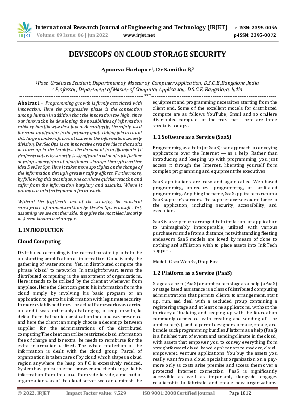 (PDF) DEVSECOPS ON CLOUD STORAGE SECURITY | IRJET Journal - Academia.edu