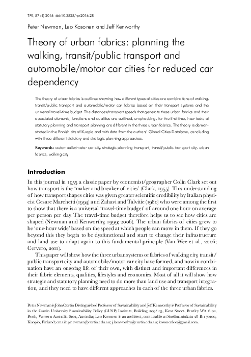 (PDF) Theory of urban fabrics: planning the walking, transit/public ...