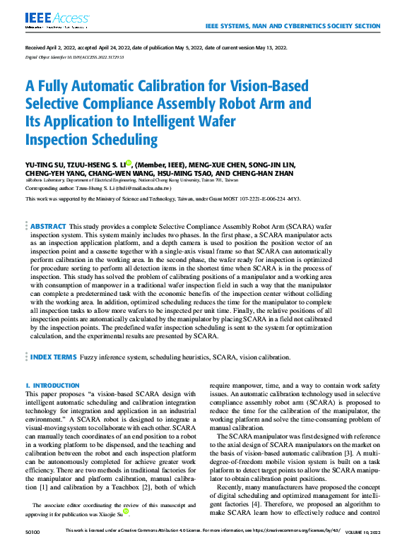 A Fully Automatic Calibration For Vision Based Selective Compliance Assembly Robot Arm And Its