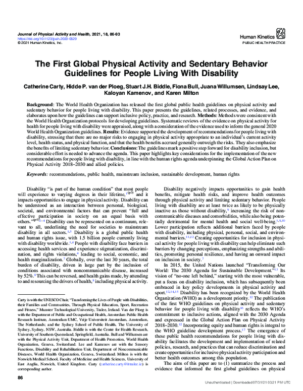(PDF) The First Global Physical Activity and Sedentary Behavior ...